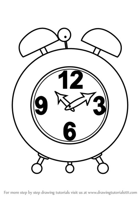 How To Draw An Alarm Clock Everyday Objects Step By Step Drawingtutorials