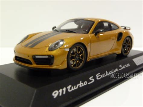 Porsche 911 991 II Turbo S Exclusive Gold Met W Black Stripes 1 43