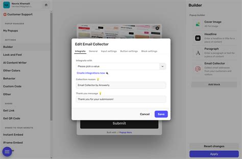 Popuphero Email Collector Block