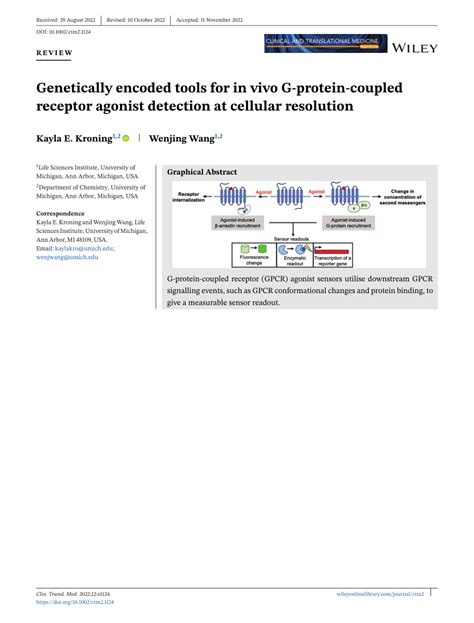 Pdf Genetically Encoded Tools For In Vivo G‐protein‐coupled Receptor