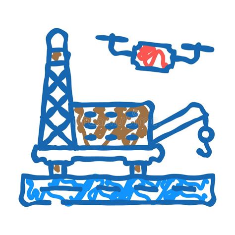 Oil Gas Inspection Drone Icon Doodle Illustration Stock Vector