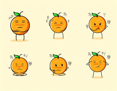 Premium Vector Collection Of Cute Orange Cartoon Character With