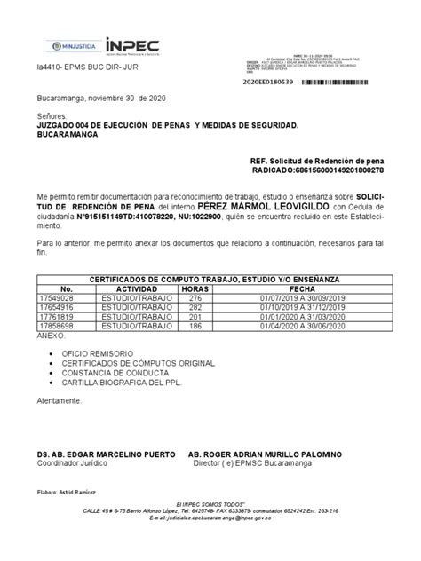Formato De Oficio Redencion De Pena Pdf Costa Rica