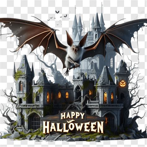 날아다니는 박쥐가 있는 으스스한 할로윈 성 으스스한 성 할로윈 성 비행 박쥐 Png 일러스트 및 이미지 에 대한 무료 다운로드 Pngtree