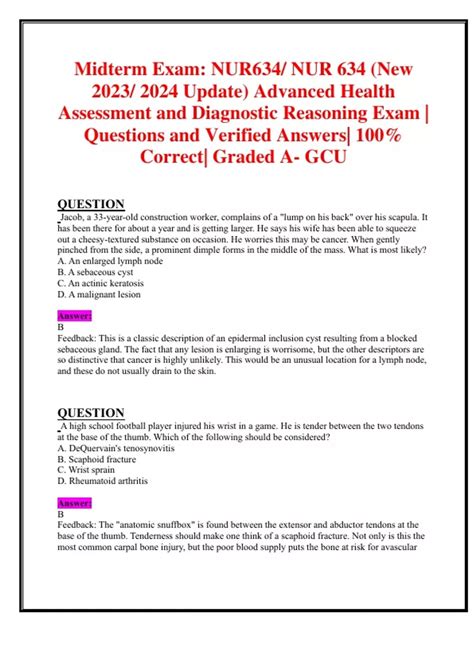 Midterm Exam Nur634 Nur 634 New 2023 2024 Update Advanced Health