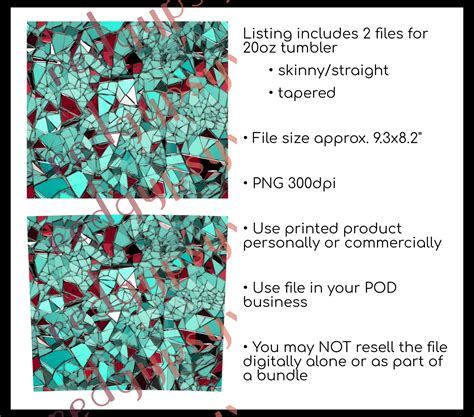 Shattered Glass Mosaic 3d Tumbler Wrap Printable Colorful Etsy