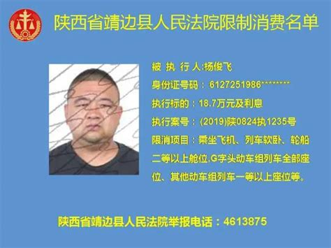 靖边法院发布2024年第七批限制消费被执行人名单