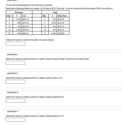 QUESTION CH Inventory Errors Use The Following Chegg