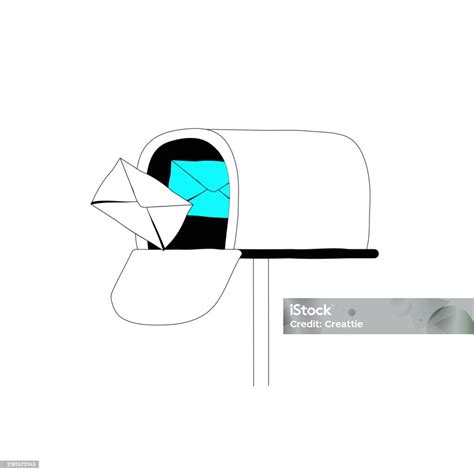 우편 서비스 통신 및 편지 배달을 상징하는 평면 벡터 일러스트 레이 션에서 편지를 가진 우편 사서함 흰색 배경에 고립 되어 있습니다 0명에 대한 스톡 벡터 아트 및 기타