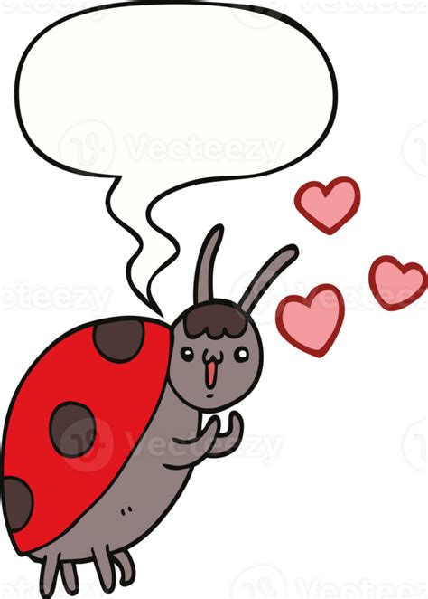 Cute Cartoon Ladybug In Love And Speech Bubble 45292560 Png