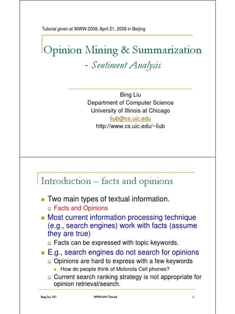 Opinion Mining And Summarization Pdf Statistical Classification