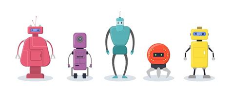 Jeu De Caractères Robotiques Vecteur Gratuite