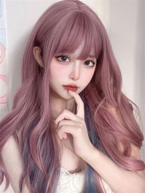 Multicolor Collar Synthetic Fiber Bangs Wig Embellished Wigs And Accs