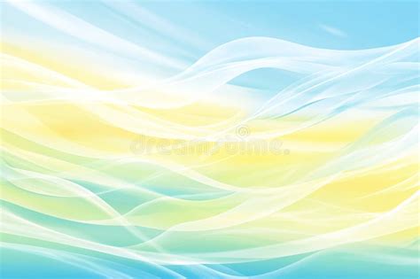 Flowing White Abstract Lines On Soft Blue Yellow Gradient Background Representing Calm And