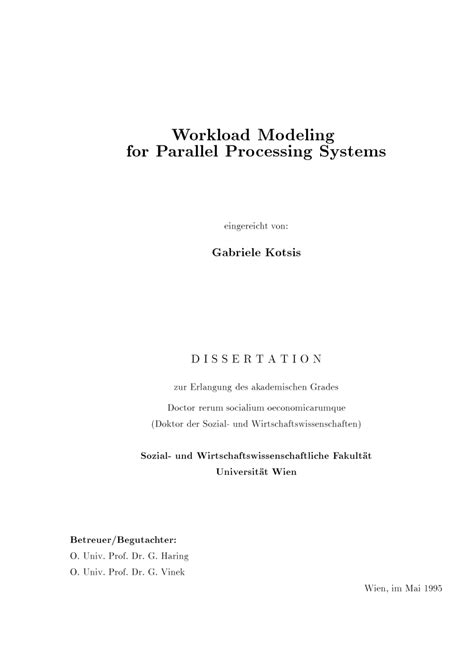 Pdf Workload Modeling For Parallel Processing Systems