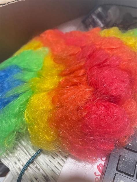 Clown Neon Vivid Rainbow Curly Afro Wig Halloween Par Gem