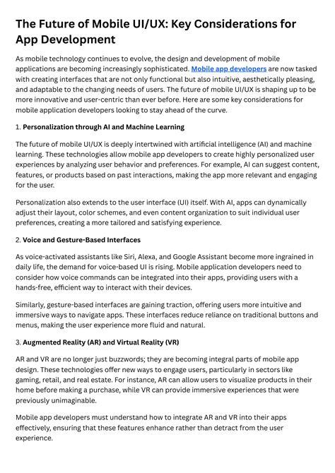 The Future Of Mobile Uiux Key Considerations For App Development Pdf