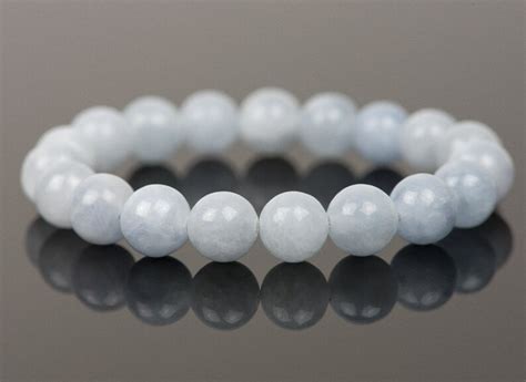 Blue Calcite Bracelet Natural Blue Gemstone Bracelet 10mm Etsy