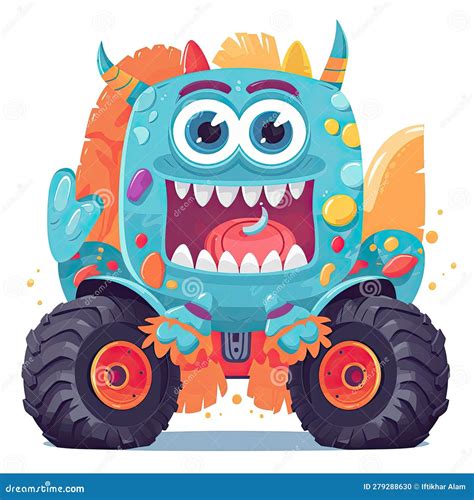 Monster Truck Cartoon Collection Monster Truck Illustration With