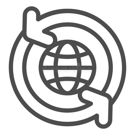 Globe With Circulation Arrows Thin Line Icon World With Circling Arrows Vector Illustration