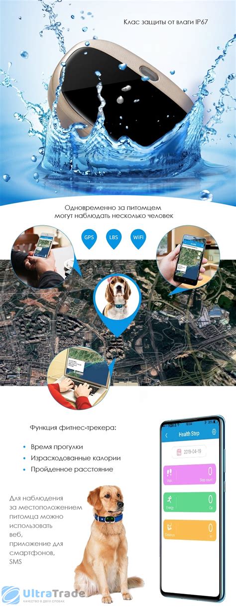 GPS трекер/GPS маяк для собак и кошек Reachfar с поддержкой WiFi и 4G ...