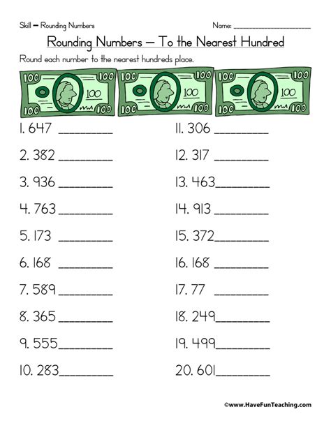 Rounding To The Nearest Hundredth Worksheets
