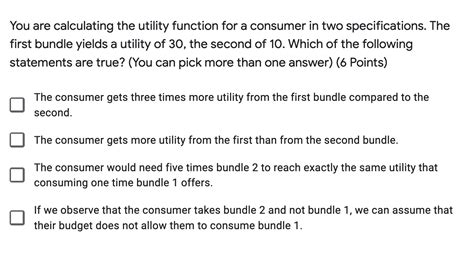 Solved You Are Calculating The Utility Function For A Chegg Com