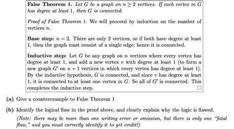 Solved False Theorem Let G Be A Graph On N Vertices If Chegg