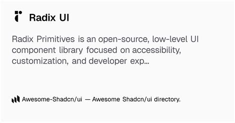 Radix Ui Radix Primitives Unstyled Accessible Ui Components For Modern Web Development