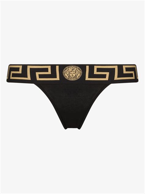 Versace Greca Border Thong Black Editorialist