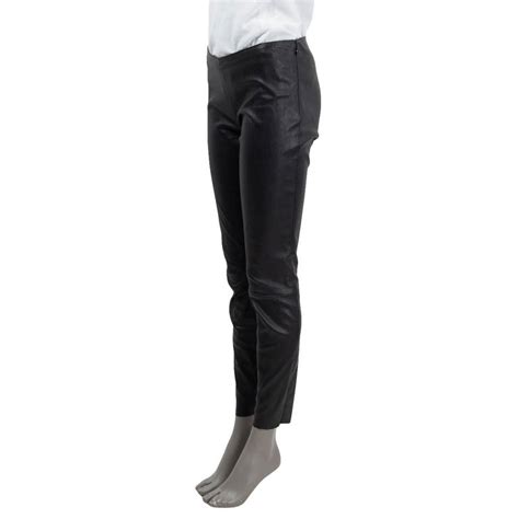 Jitrois Black Zipped Cuff Stretch Leather Leggings Pants 38 S For Sale