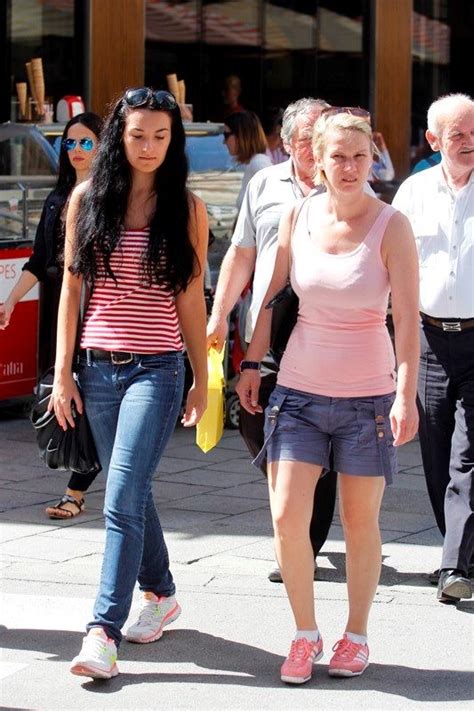 Beautiful Pretty Relaxed Women Walking Through Sarajevo Sarajevo