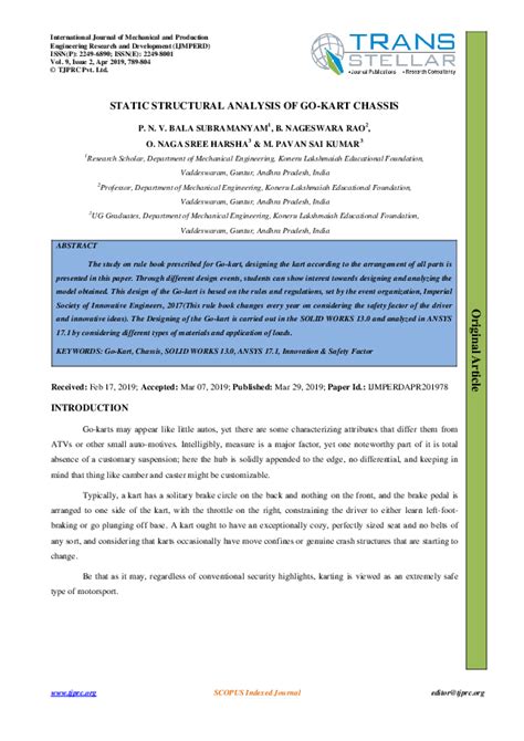 Pdf Static Structural Analysis Of Go Kart Chassis