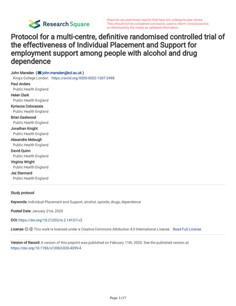 Pdf Protocol For A Definitive Multi Centre Randomised Controlled Trial Of Individual