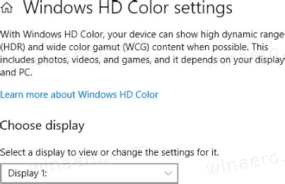 Turn On Or Off HDR And WCG Color For Display In Windows 10