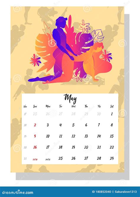 People Make Love Concept Calendar For 2021 Stock Illustration