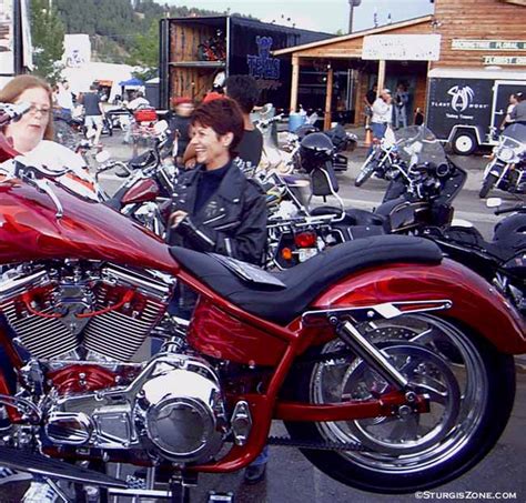 Biker Babe By The Big Bike In Sturgis South Dakota