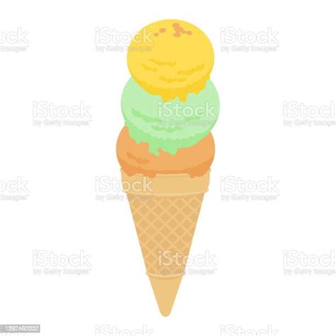 배경에 고립 된 트리플 스쿱 아이스크림의 벡터 일러스트레이션 셔벗에 대한 스톡 벡터 아트 및 기타 이미지 셔벗 3가지 개체 냉동된 Istock