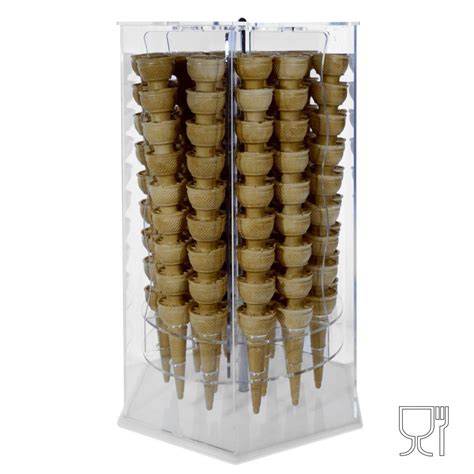Revolving Ice Cream Cone Holder In Hexagonal Plexiglass With 18 Columns