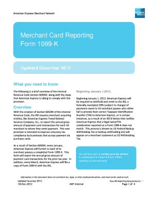 Fillable Online Merchant Card Reporting Form 1099 K American Express Pdf Fax Email Print