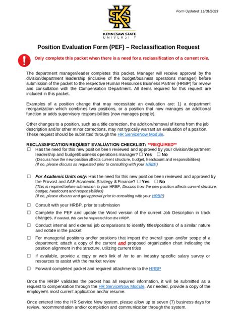 Reclassification Request Position Evaluation Pef Doc Template Pdffiller