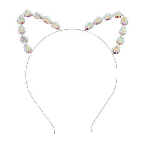 Iridescent Crystal Cat Ears Headband Claires Us