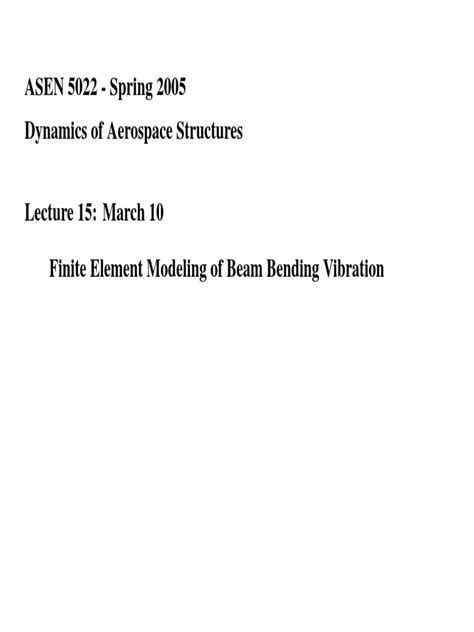 finite element modeling of beam bending vibration pdf bending