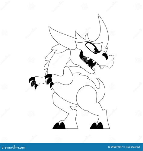 Cartoon Funny And Fabulous Dragon Dinosaur Coloring Style Stock