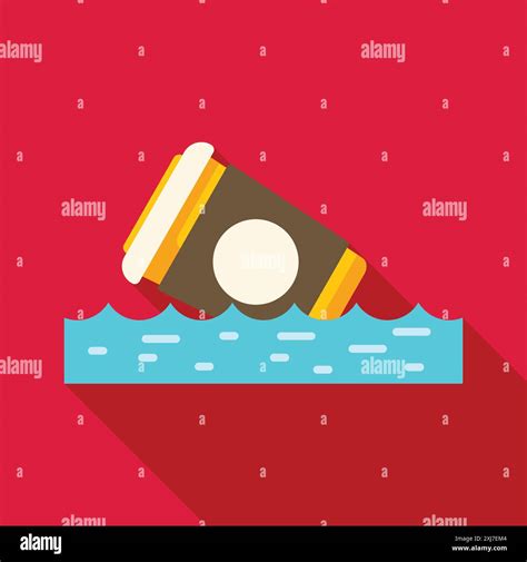 Disposable Coffee Cup Floating In The Ocean Highlighting The Issue Of Plastic Pollution Stock