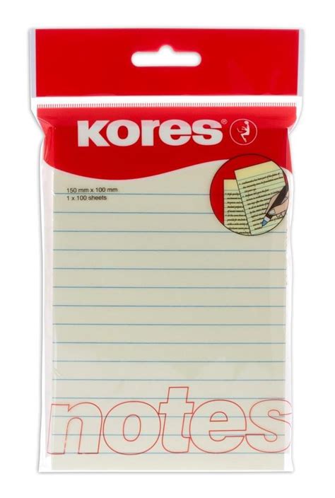 Kores Lined Adhesive Notes 150 X 100mm 100 Sheets Pastel Yellow Shop Today Get It Tomorrow