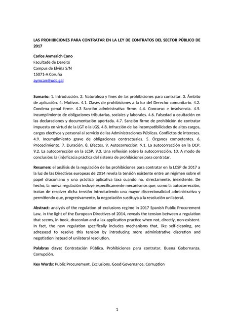 Pdf Las Prohibiciones Para Contratar En La Lcsp