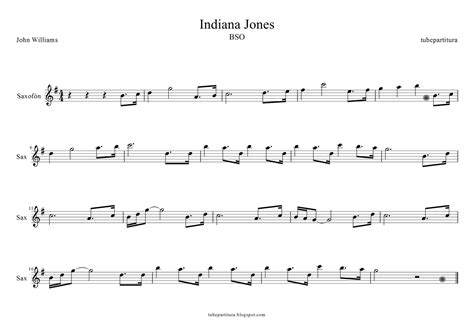 Tubescore Indiana Jones Alto Saxophone Sheet Music Soundtrack Score