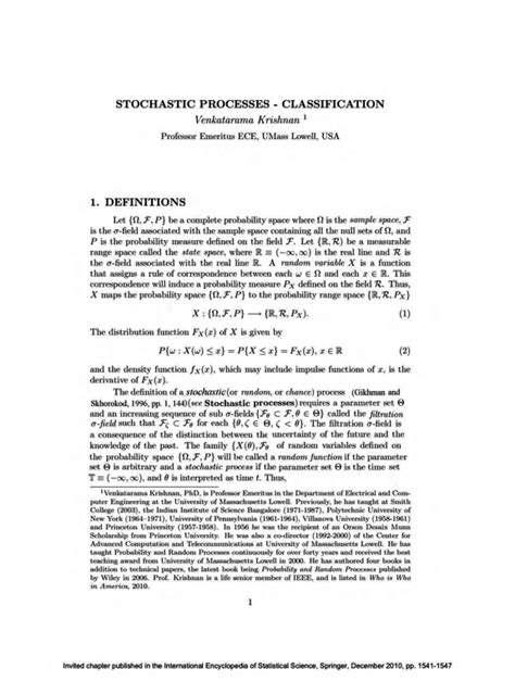 Pdf Stochastic Processes Classification
