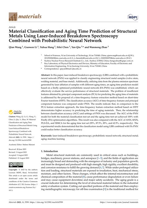 PDF Material Classification And Aging Time Prediction Of Structural